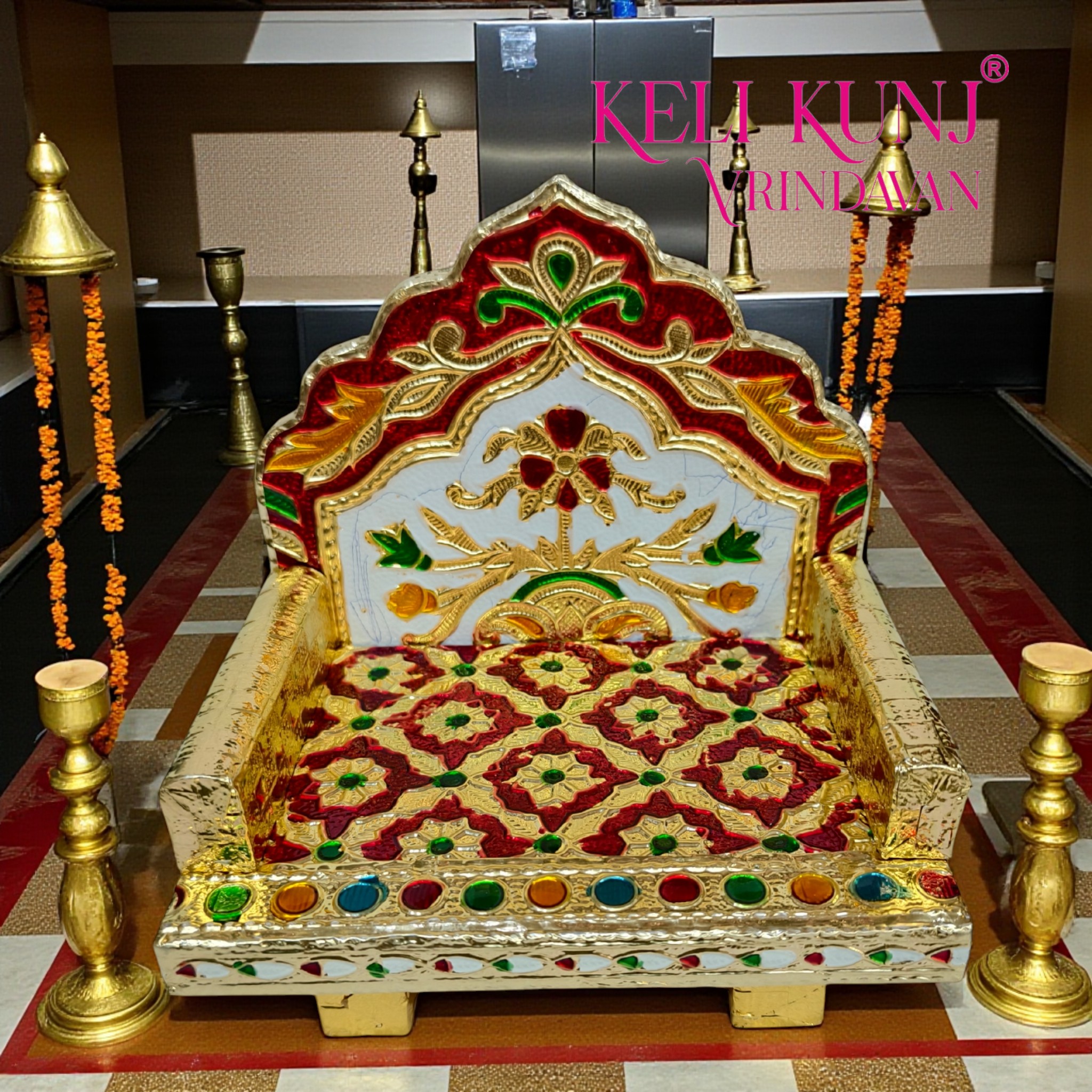 Decorative Singhasan for Laddu Gopal | Multicolor & Golden Finish ...